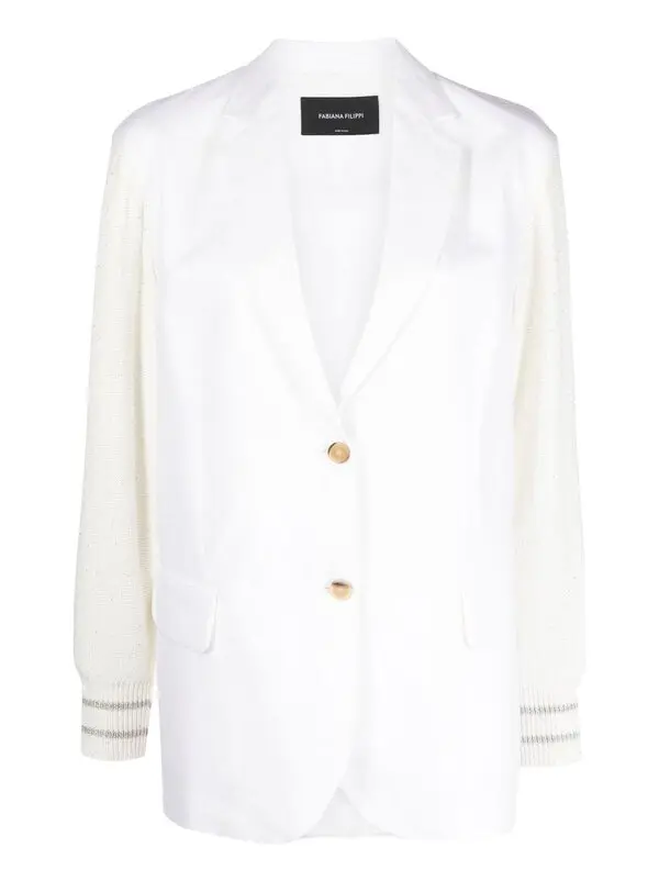 Fabiana Filippi Contrast-sleeve Single-breasted Blazer - White