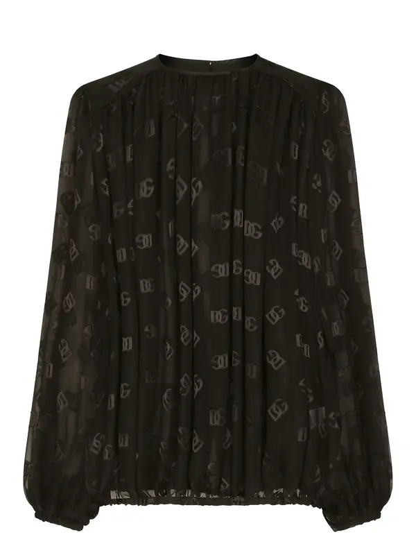 Dolce & Gabbana Dg Logo Devoré Blouse - Black