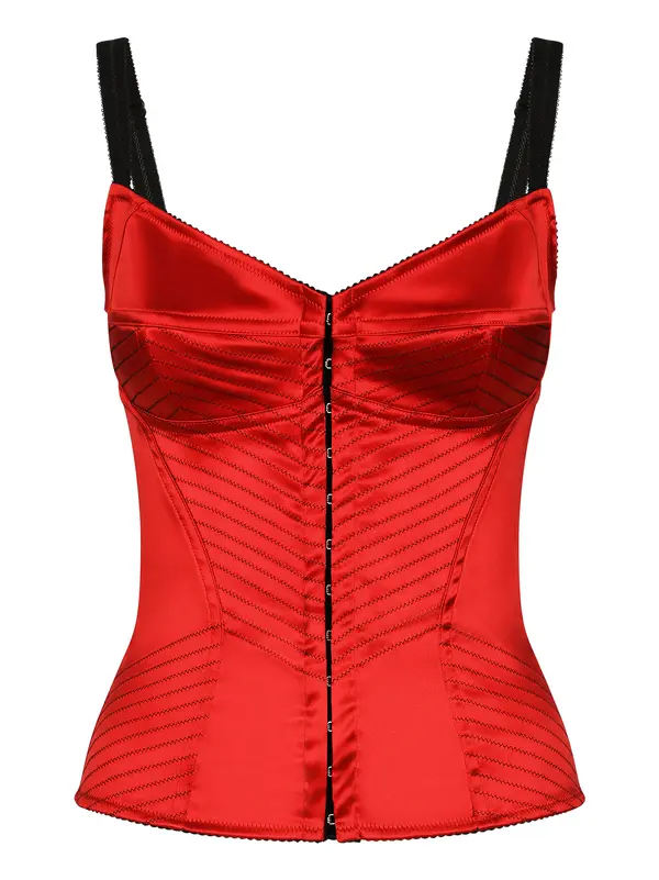 Dolce & Gabbana Satin Corset With Hook-and-eye Fastenings - Red