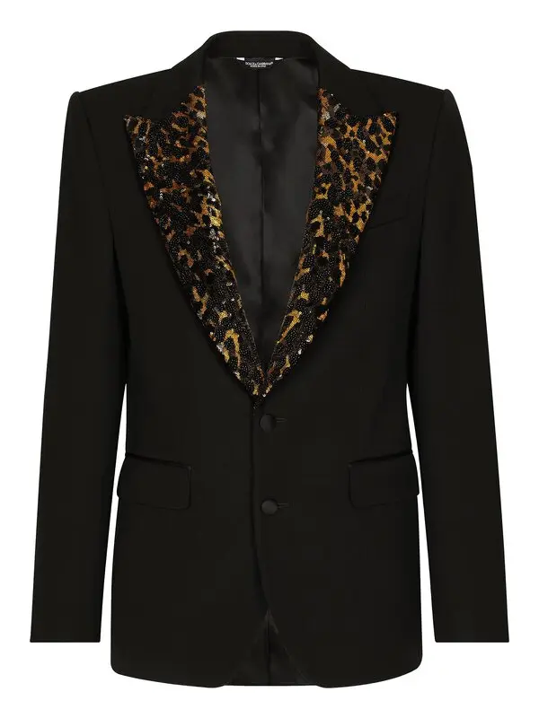 Dolce & Gabbana Stretch Wool Fabric Sicilia-fit Tuxedo Jacket - Black
