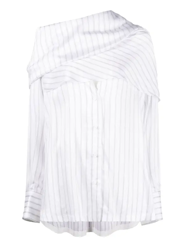 Attico Striped Asymmetric Shirt - White