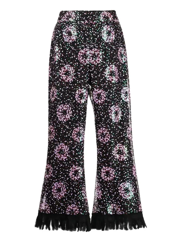 Anna Sui Cropped Sequin-embellished Trousers - Black