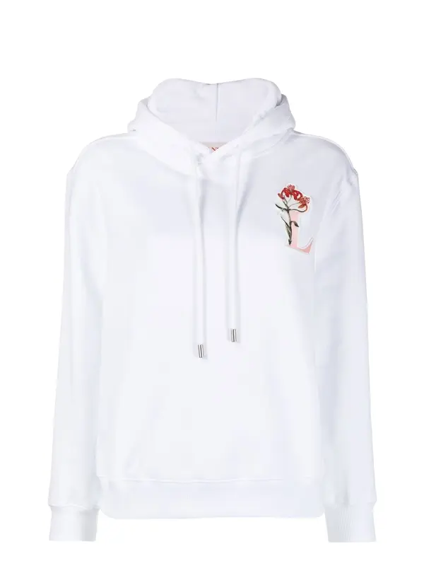 LANVIN Logo-embroidered Drawstring Hoodie - White