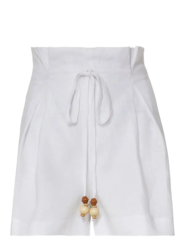 ANDRES OTALORA Olivo Linen Mini Shorts - White