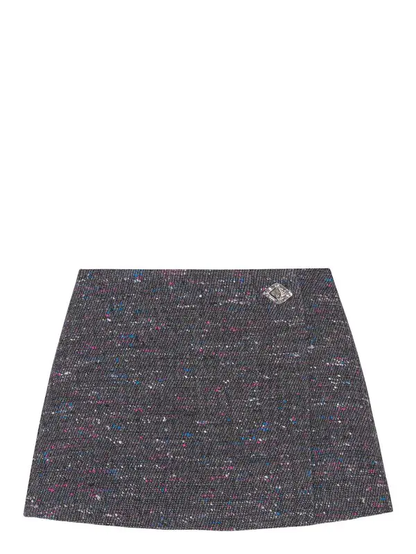 GANNI Wool Blend Mini Wrap Skirt - Mixed