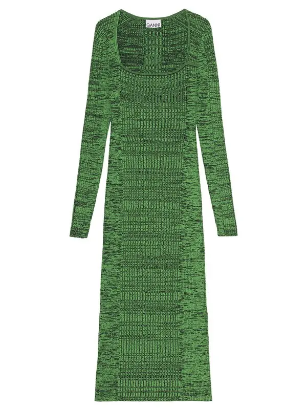 GANNI Melange Knit Dress - Green