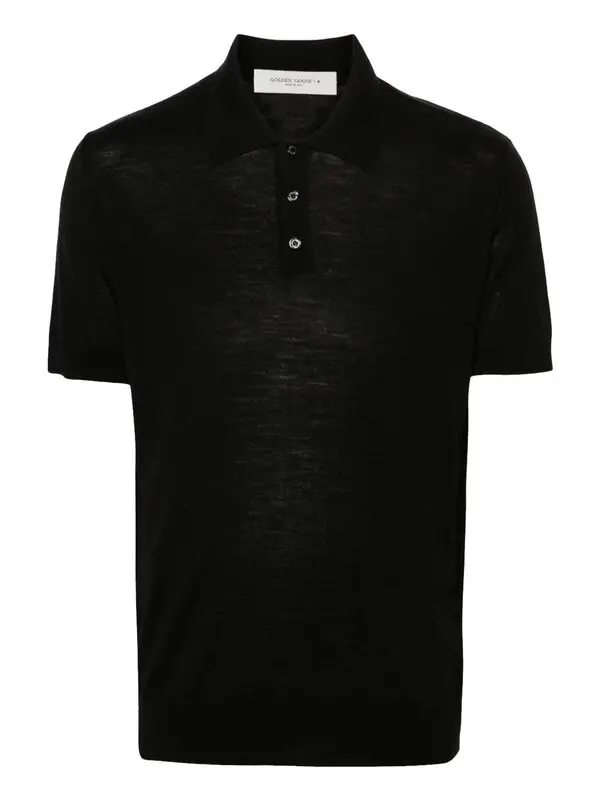 GOLDEN GOOSE Fine-knit Polo Shirt - Black