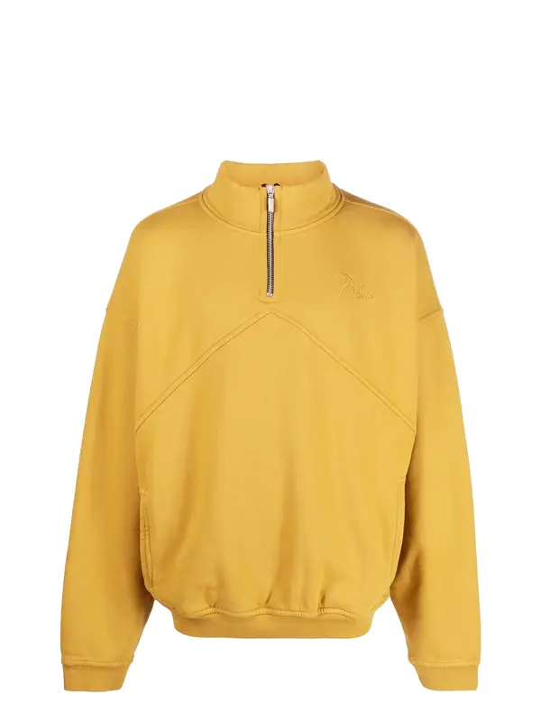 Rhude Logo-emboridered Quarter-zip Sweatshirt - Yellow