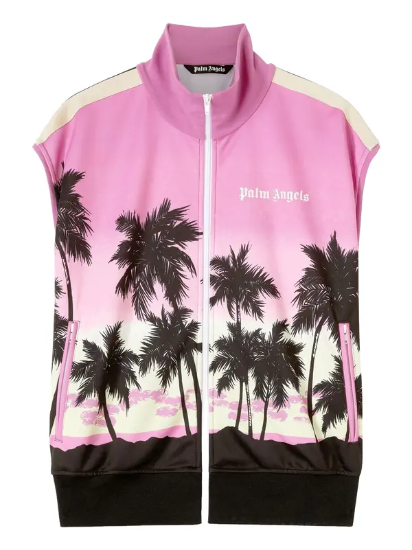 Palm Angels Sunset-print Striped Track Gilet - Purple