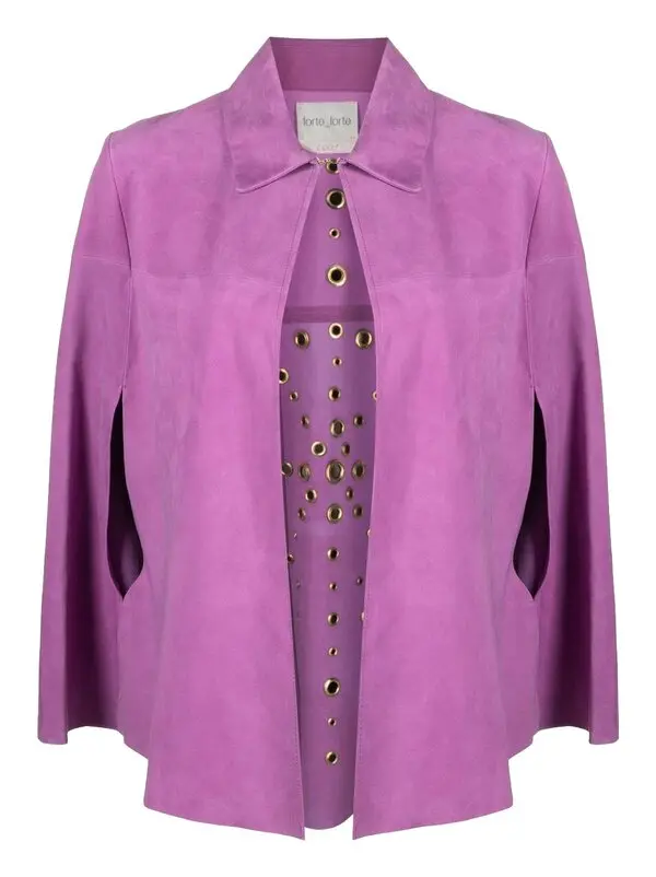 FORTE_FORTE Eyelet-detail Suede Cape - Purple
