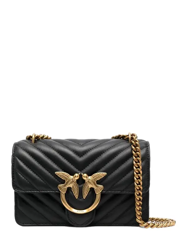 Pinko Lovebird Quilted Shoulder Bag - Black