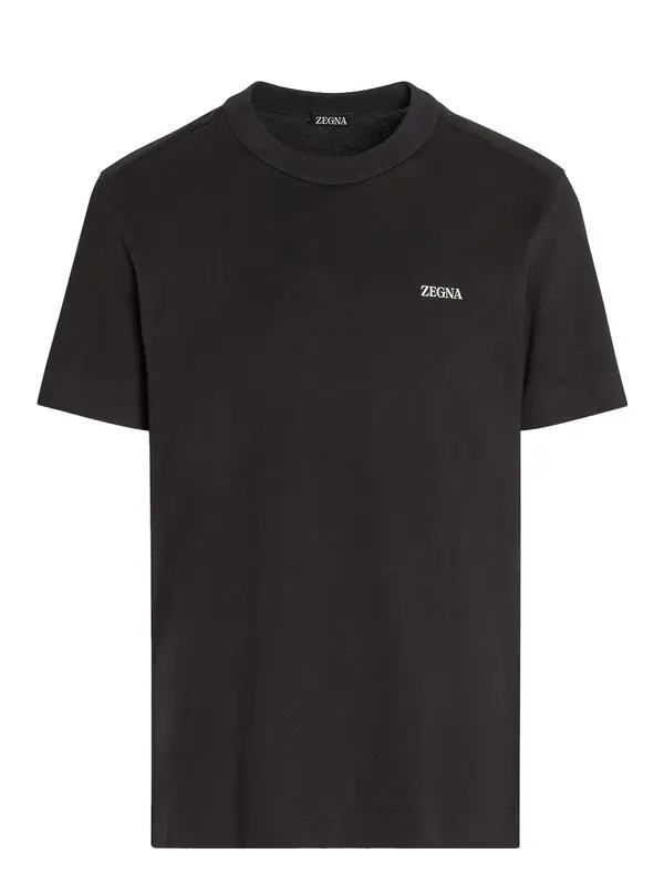 Zegna Logo-print Cotton T-shirt - Black