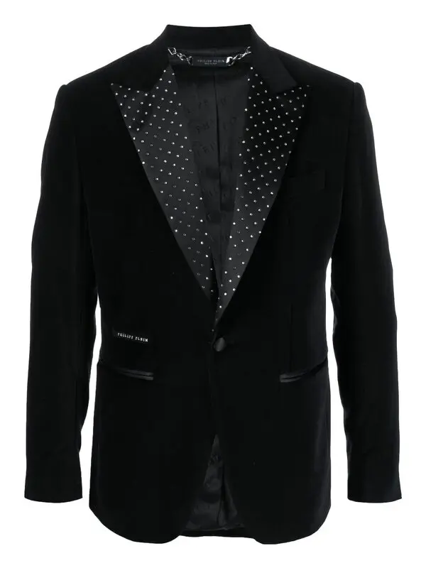 Philipp Plein Single-breasted Velvet Blazer - Black