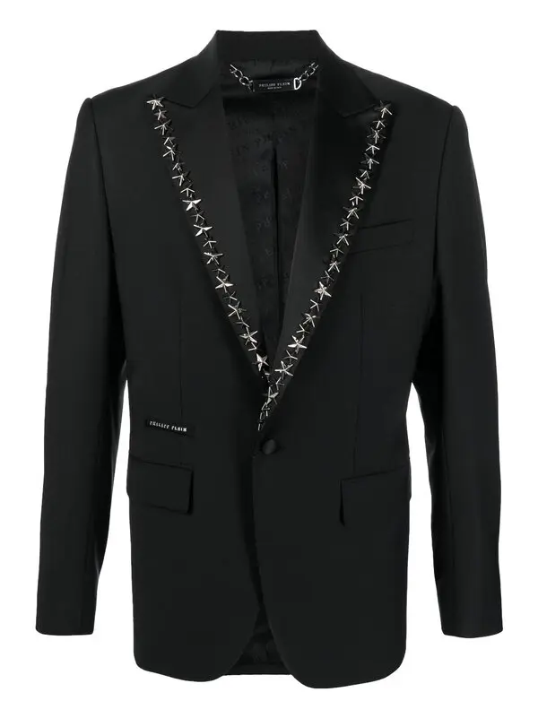 Philipp Plein Star Stud-embellished Single-breasted Blazer - Black