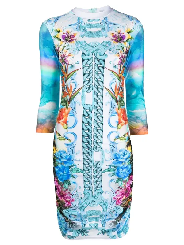 Philipp Plein Hawaii-print Mini Dress - Blue