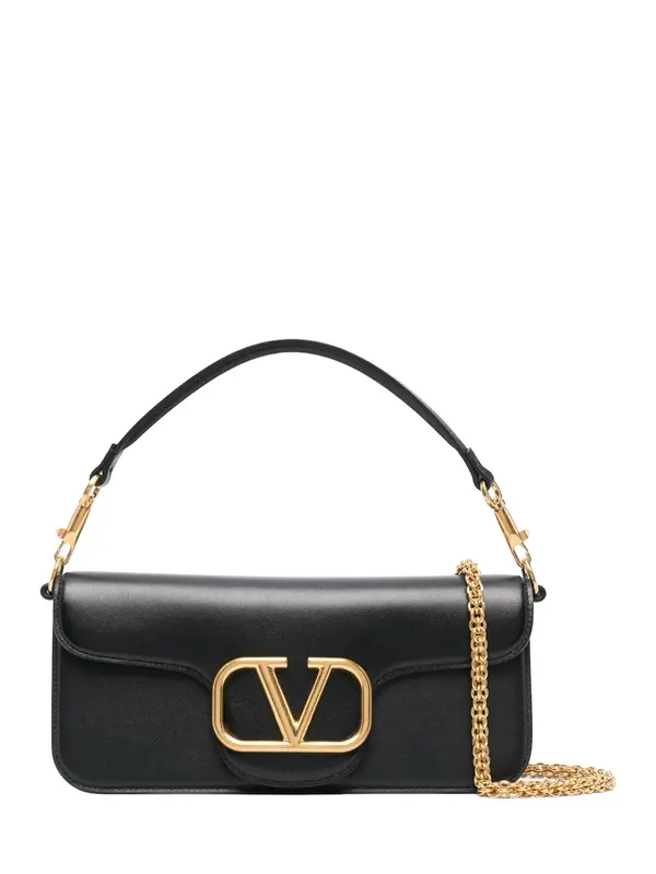 Valentino Garavani Logo-plaque Leather Shoulder Bag - Black