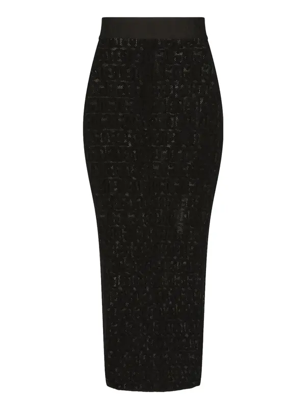 Dolce & Gabbana Dg-logo Tulle Pencil Skirt - Black