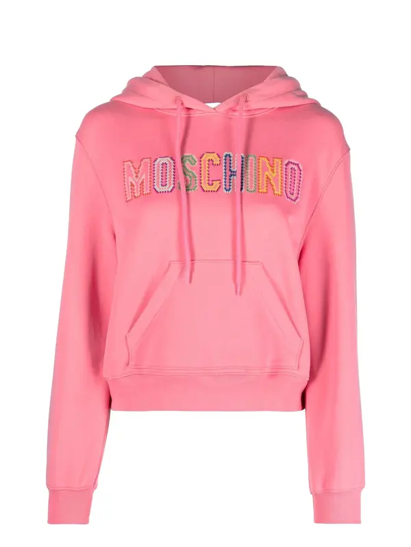 Moschino Embroidered Logo Hoodie - Pink