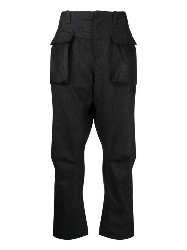 THE POWER FOR THE PEOPLE Flap-pocket Straight-leg Trousers - Black