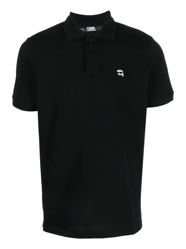 Karl Lagerfeld Ikon Organic-cotton Polo Shirt - Black