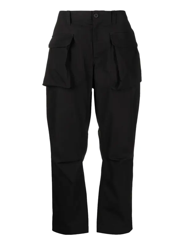 THE POWER FOR THE PEOPLE Flap-pocket Straight-leg Trousers - Black