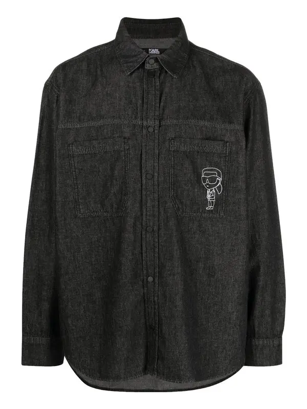 Karl Lagerfeld Ikon 2.0 Denim Shirt - Black