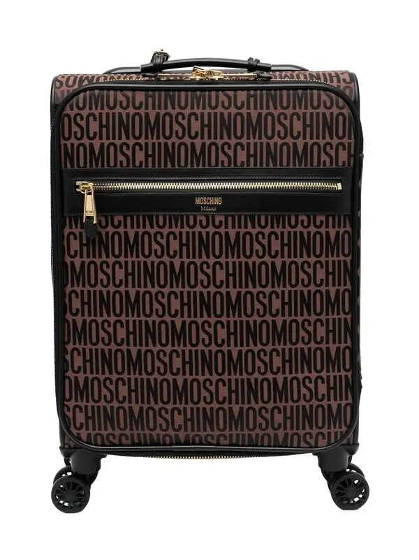 Moschino Monogram Leather Suitcase - Brown