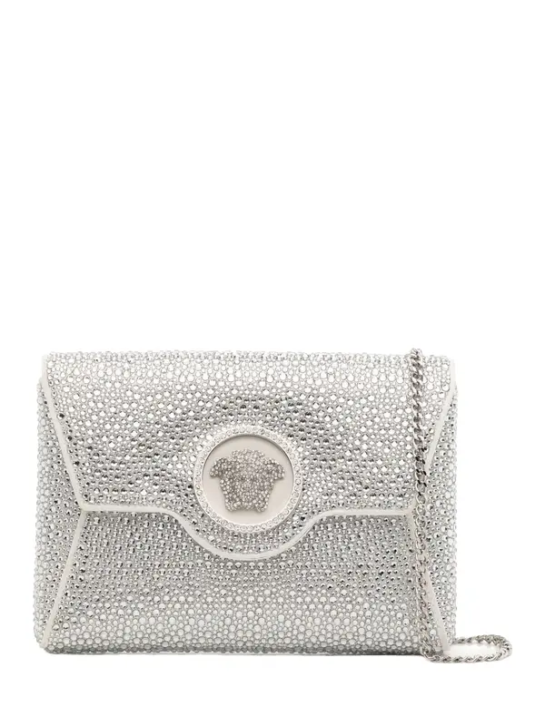 Versace La Medusa Crystal Envelope Clutch - Silver