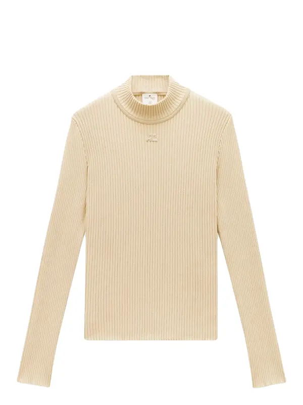 COURREGES Rib-knit Mock-neck Jumper - Neutrals