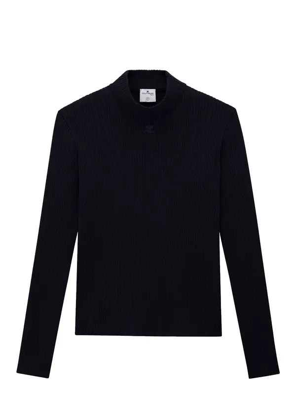 COURREGES Rib-knit Mock-neck Jumper - Blue