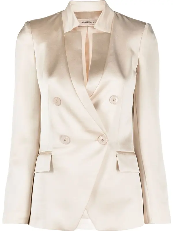 BLANCA VITA Double-breasted Blazer - Neutrals
