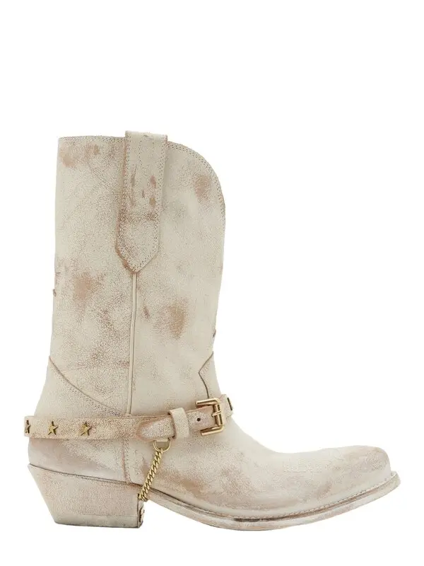 GOLDEN GOOSE Wish Star Leather Western Boots - White