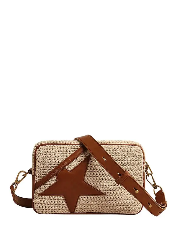 GOLDEN GOOSE Star Raffia Crossbody Bag - Neutral
