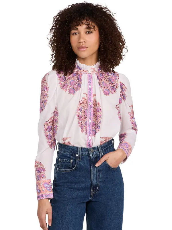 Alix Of Bohemia Annabel Fig Flower Shirt - Pink