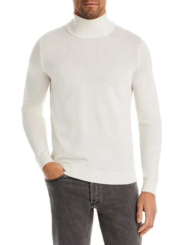 BOSS Musso Wool Turtleneck Sweater - White