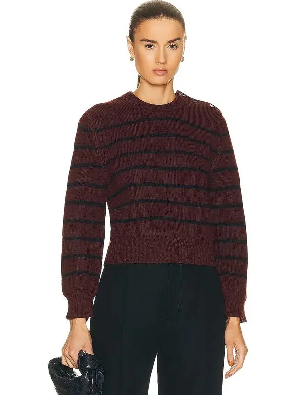 Bottega Veneta Striped Rib Knit Sweater - Merlot & Midnight Blue