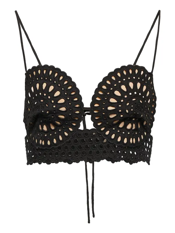 Stella McCartney Broderie Anglaise Crop Top - Black