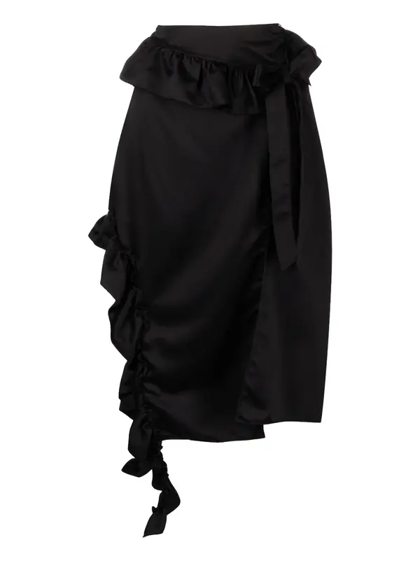 Rokh Ruffle-trim Midi Skirt - Black
