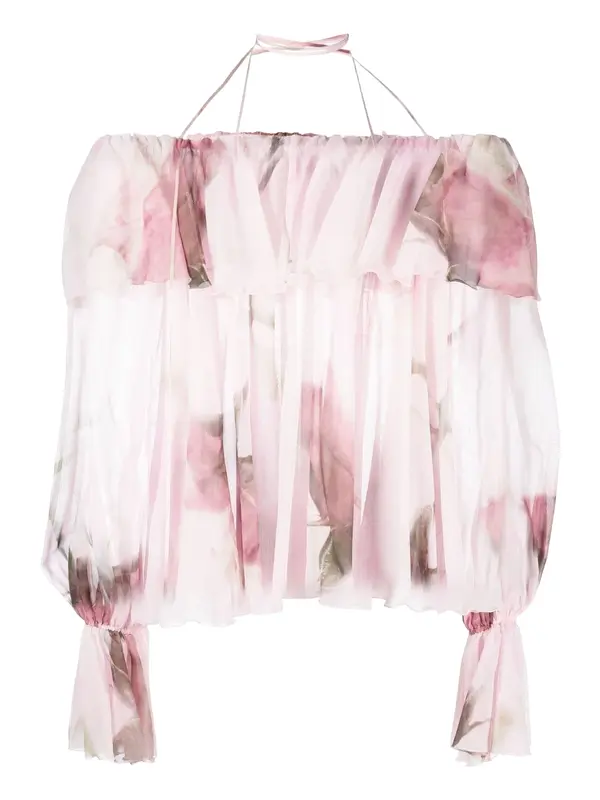 Blumarine Ruffled Floral Print Blouse - Pink