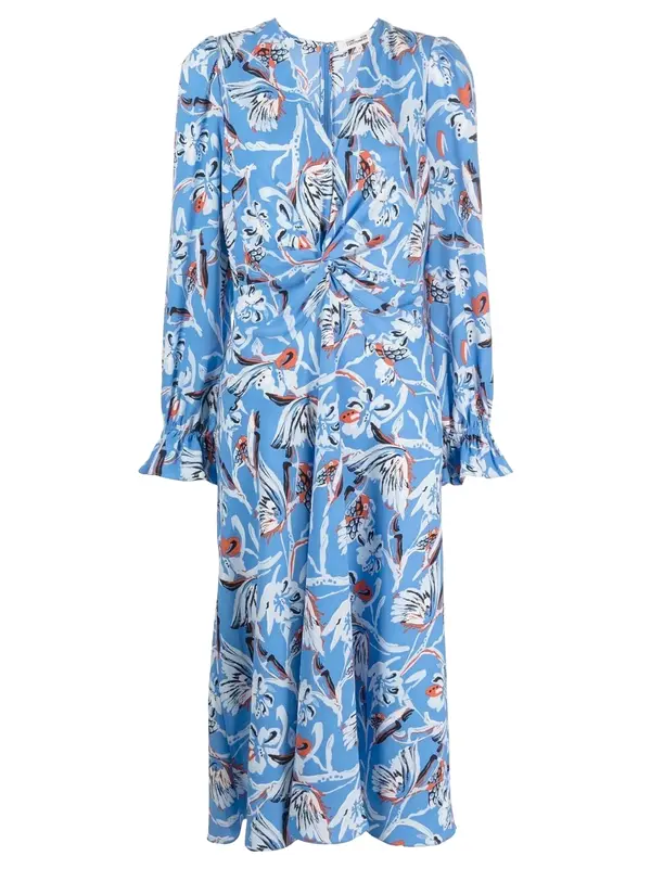 Diane Von Furstenberg Anaba Floral-print Dress - Blue