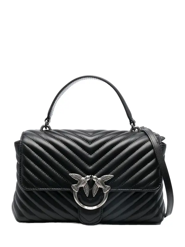 Pinko Love Lady Chevron-quilted Tote Bag - Black