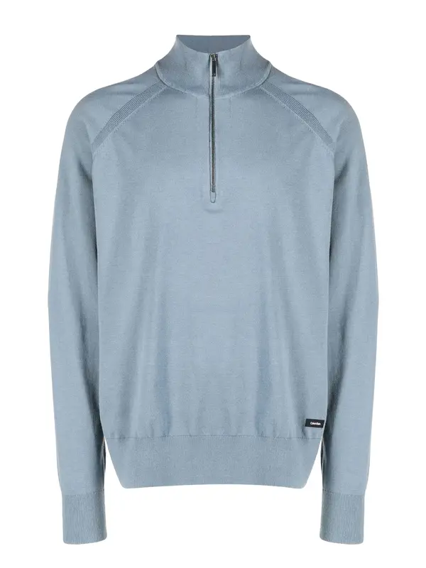 Calvin Klein Lyocell-blend Quarter-zip Jumper - Blue