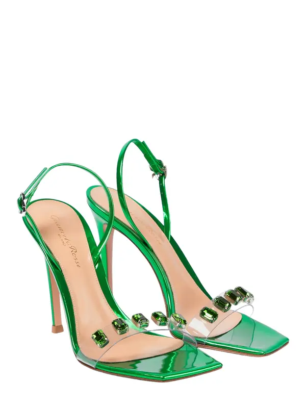 GIANVITO ROSSI Ribbon Candy 105 Leather Sandals - Green
