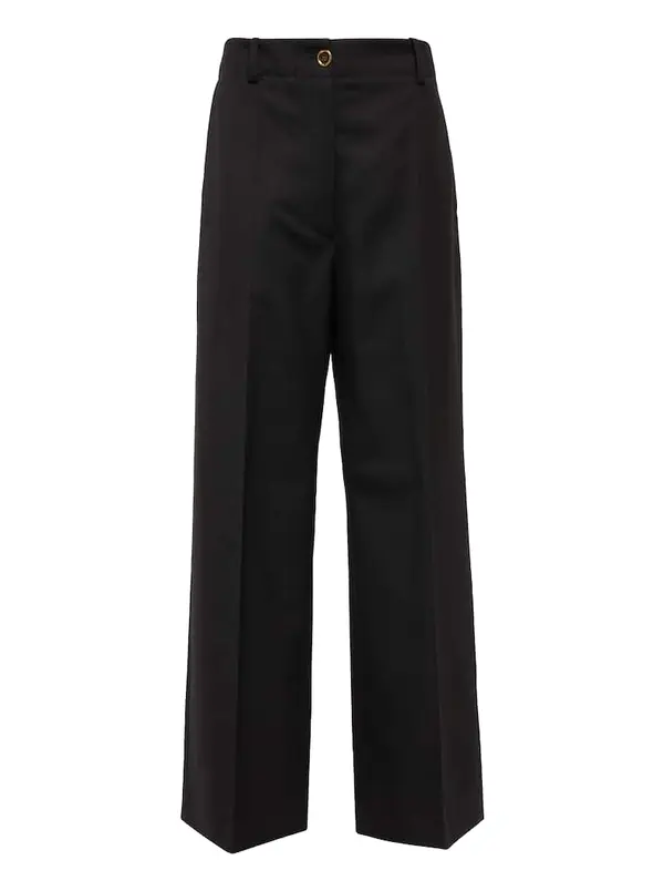 Patou Wide-leg Wool Pants - Black
