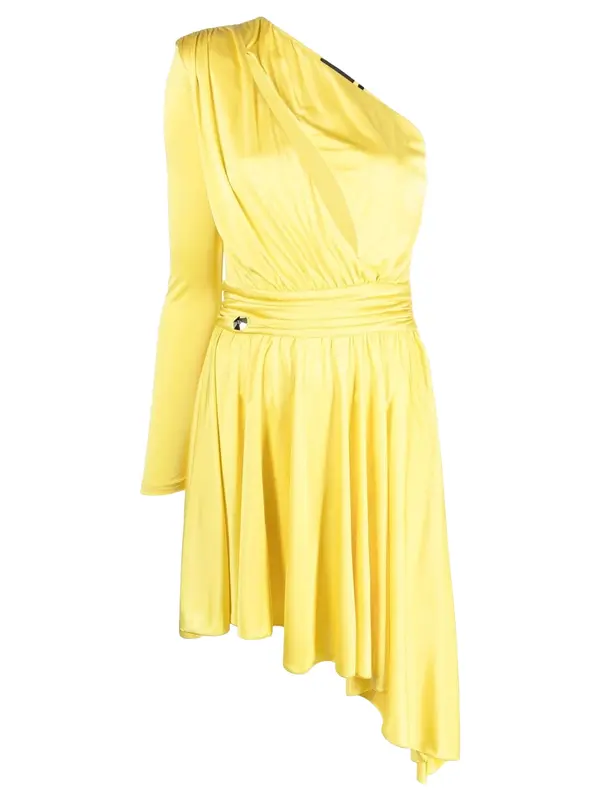 Philipp Plein Pleated One-shoulder Dress - Yellow