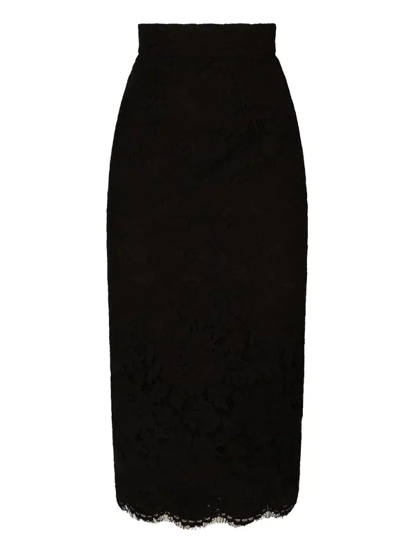 Dolce & Gabbana Floral-lace Midi Skirt - Black