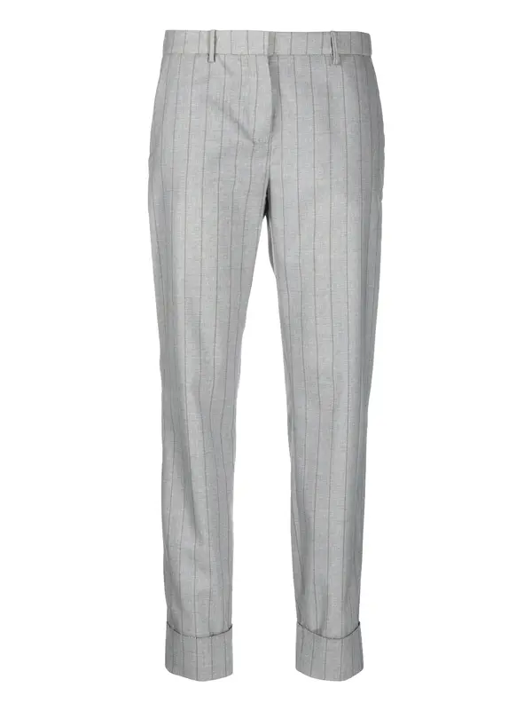 Fabiana Filippi Pinstriped Virgin Wool Trousers - Grey