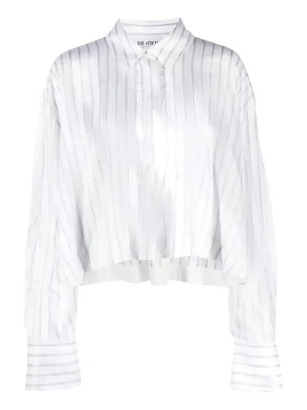 Attico Cropped Pinstripe Shirt - Pink
