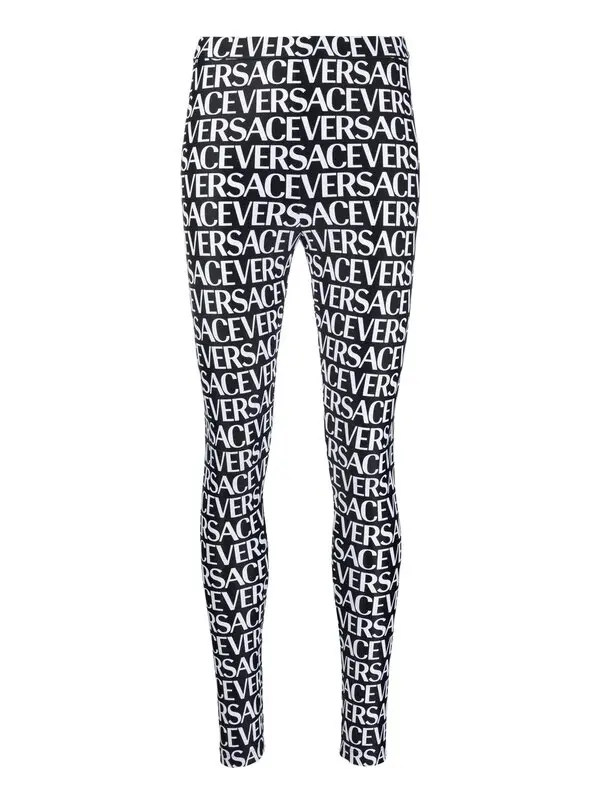 Versace Logo-print High-waist Leggings - Black