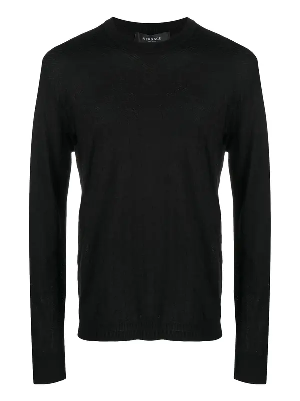 Versace La Greca Cotton-silk Jumper - Black